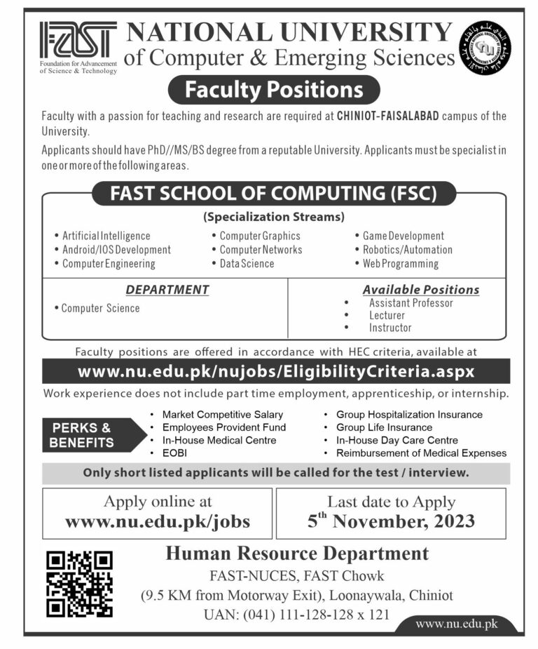 Faculty Positions – FAST NUCES | CFD